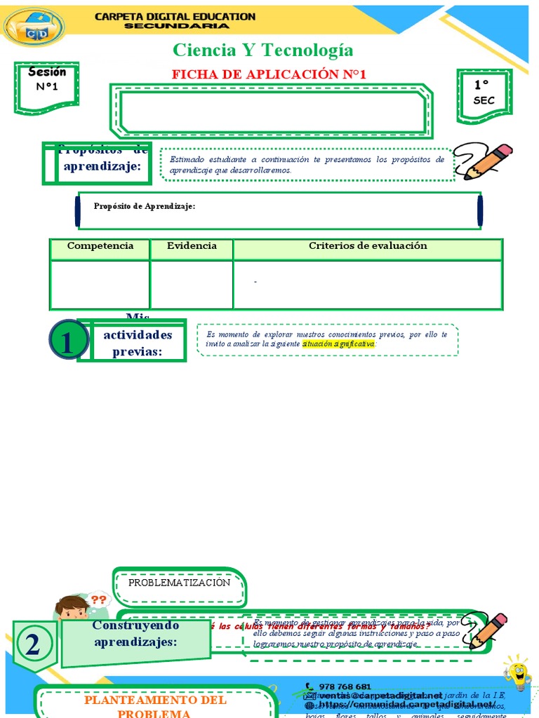 1° FICHA DE APLICACIÓN-SESIÓN1-SEM.1-EXP.2-CyT | PDF | Biología Celular) | Cáncer