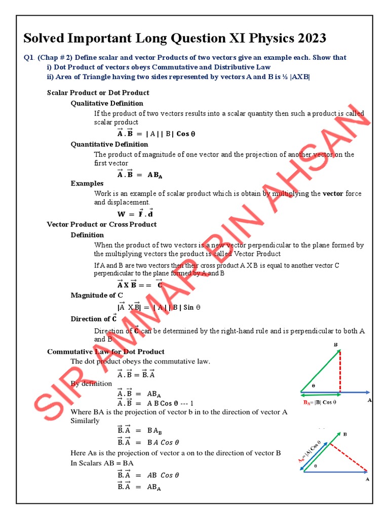 XI PHYSICS - IMPORTANT SOLVED LONG Q/A - 2023 - By: Sir AMMR BIN AHSAN | PDF | Diffraction ...