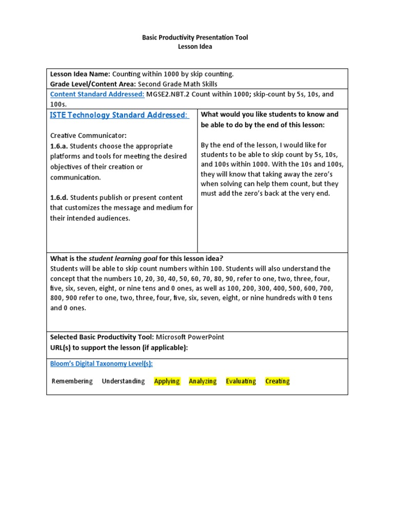 Basic Productivity Tools Lesson Idea Itec 3100 | PDF | Project Based Learning | Education Theory