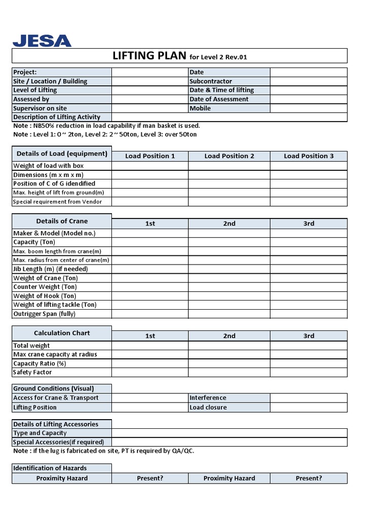 Level 2 Lifting Plan - Rev.01 | PDF
