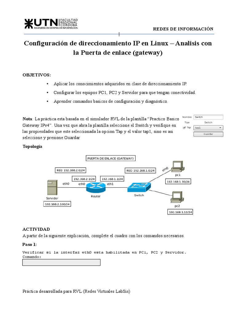 Configuracion IPv4 - Gateway | PDF | Dirección IP | Enrutador (Computación)