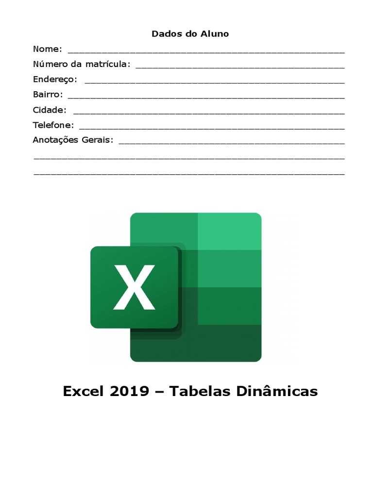 Apostila Excel 2019 TD CGD | PDF | Microsoft Excel | Janela (informática)