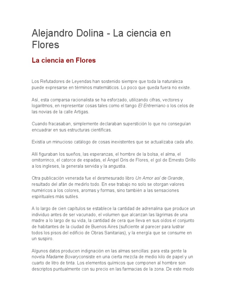 Alejandro Dolina Cuento | PDF | Amor | Pensamiento