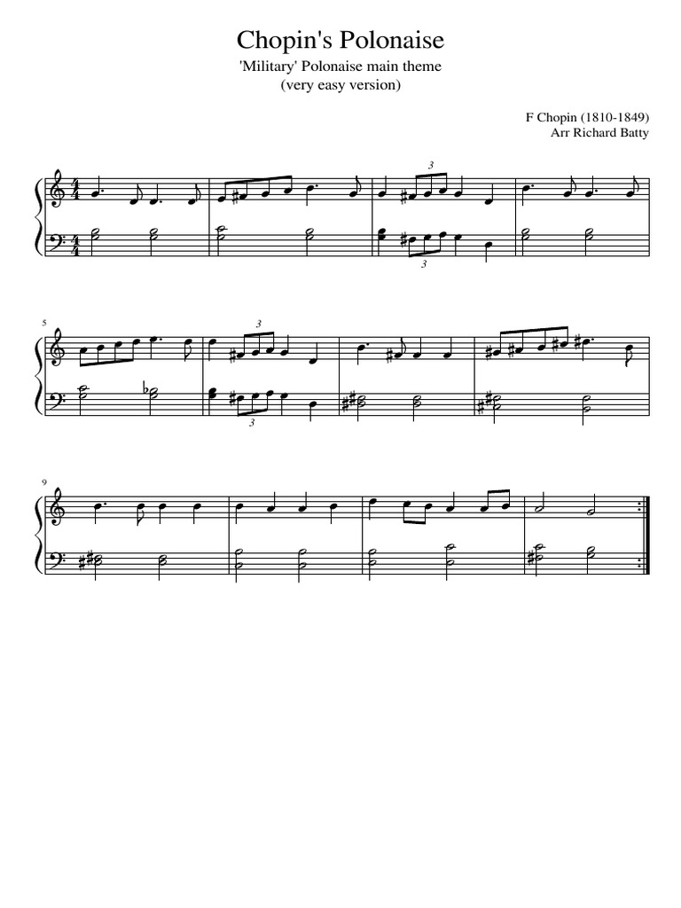 Polonaise Theme Chopin Military Easy Piano | PDF