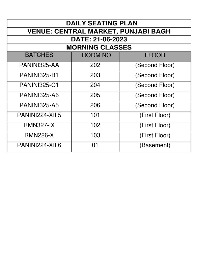 Seating Plan 21-06-2023 | PDF | Building Technology | Structural Engineering