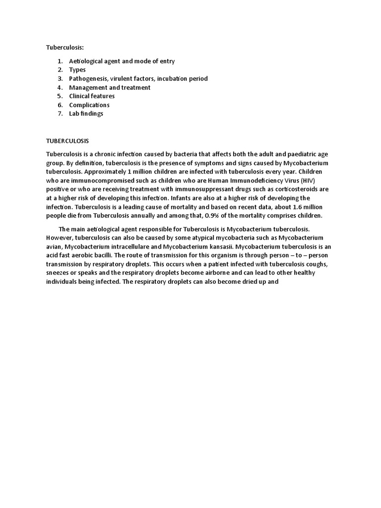 Tuberculosis Assignment | PDF
