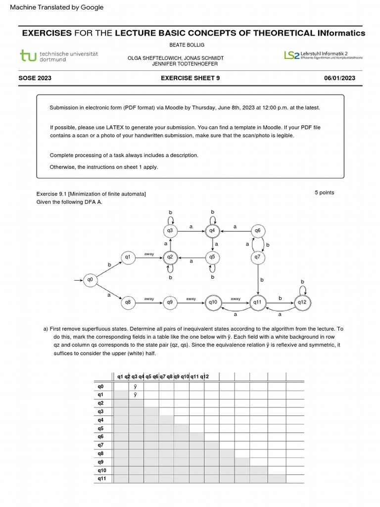 Blatt 09 | PDF | Theory Of Computation | Theoretical Computer Science