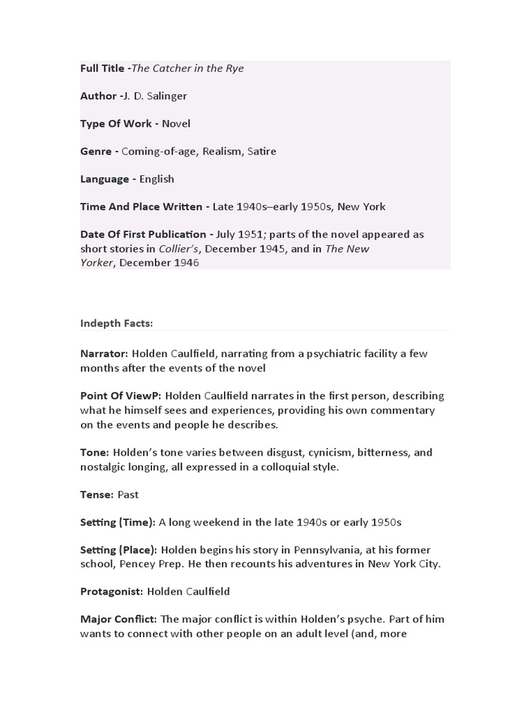 The Catcher In The Rye Pdf