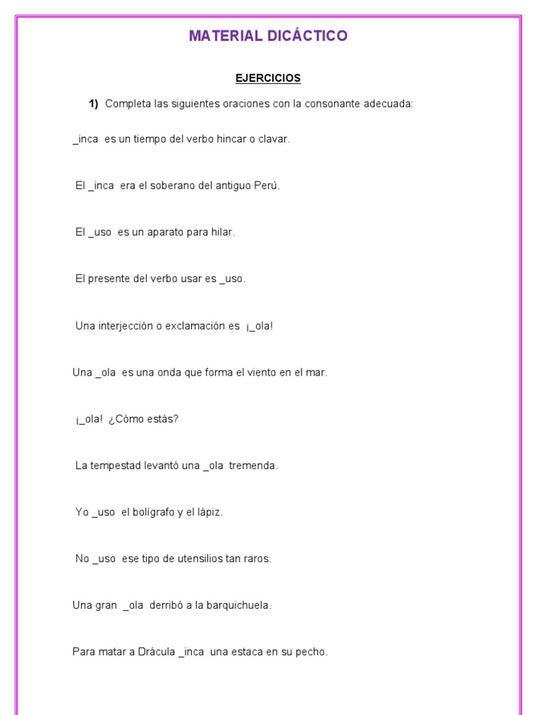 Ejercicios de Ortografía y Sopa de Letras | PDF | Artes del Lenguaje y ...