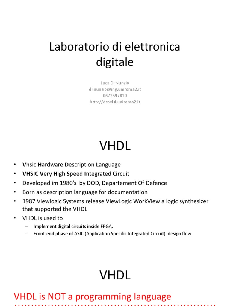 Lect 06 VHDL INTRO | PDF | Vhdl | Hardware Description Language