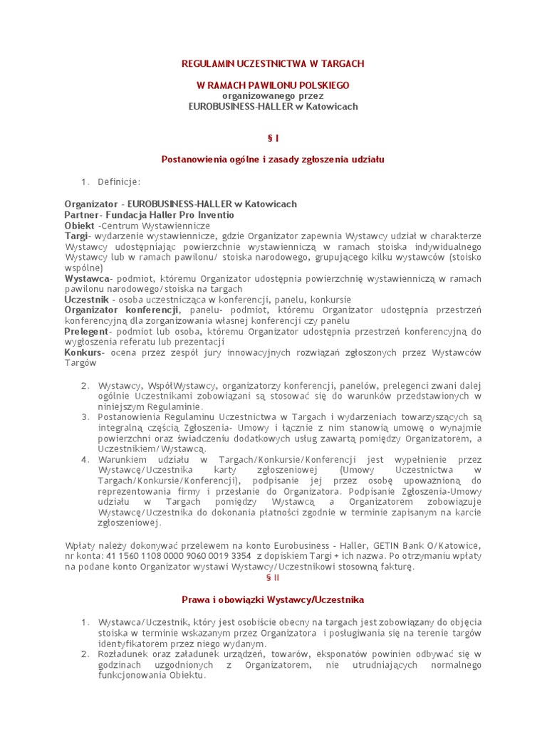 T.-REGULAMIN-UCZESTNICTWA-W-TARGACH-1 | PDF