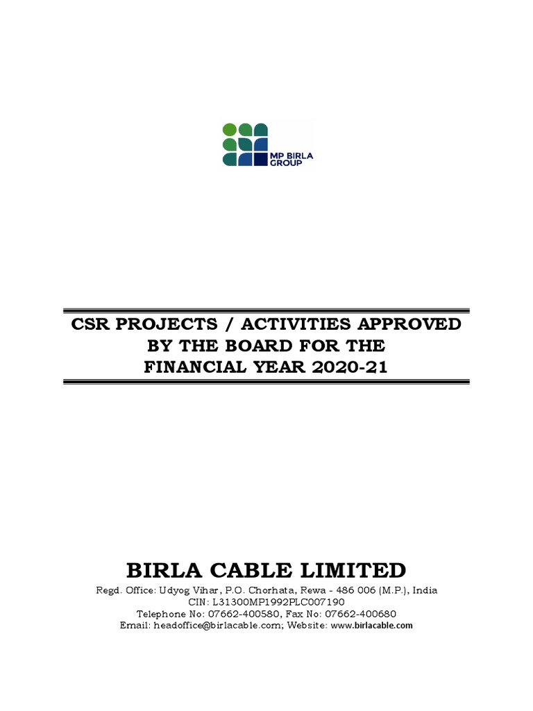 CSR Projects Approved for 2020-21 | PDF | Economies