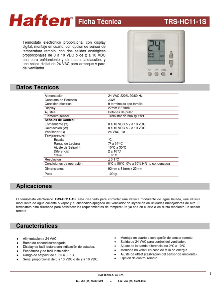 Termostato TRS-HC11-1S | PDF | Termostato | Bienes manufacturados