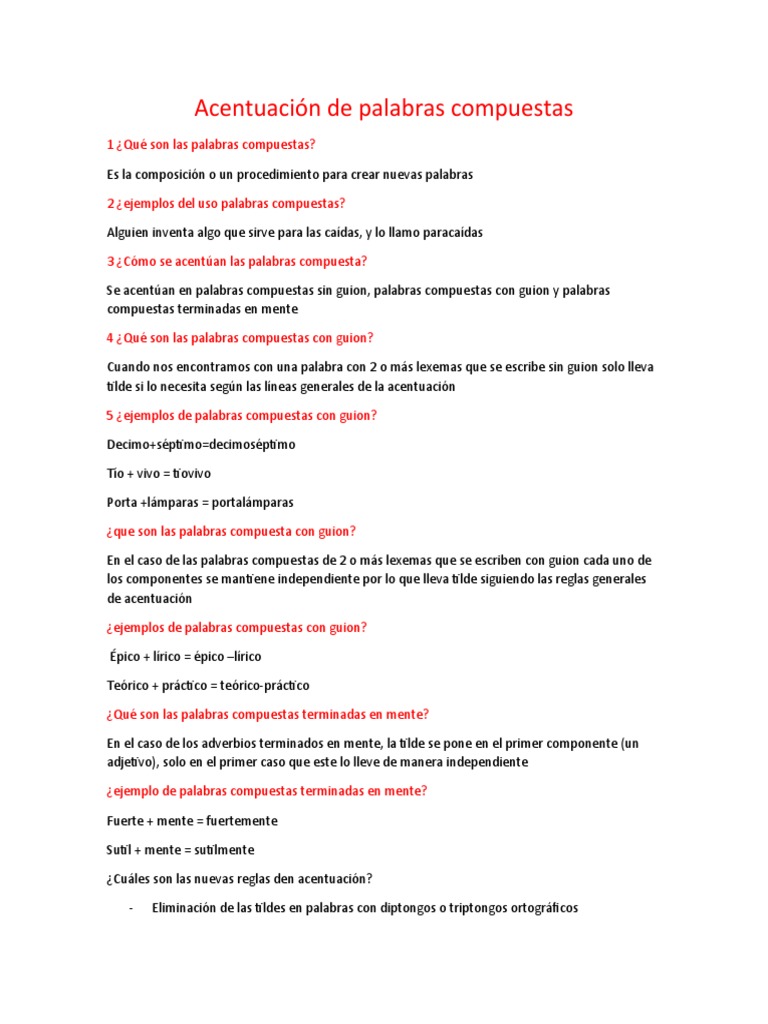 Acentuación de Palabras Compuestas | PDF