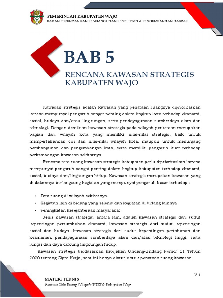 Bab V Rencana Kawasan Strategis RTRW Wajo Ok | PDF