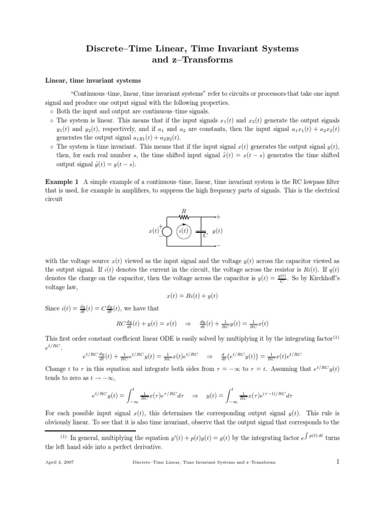 Discrete Time Linear Time Invariant Systems And Z Transforms Signal