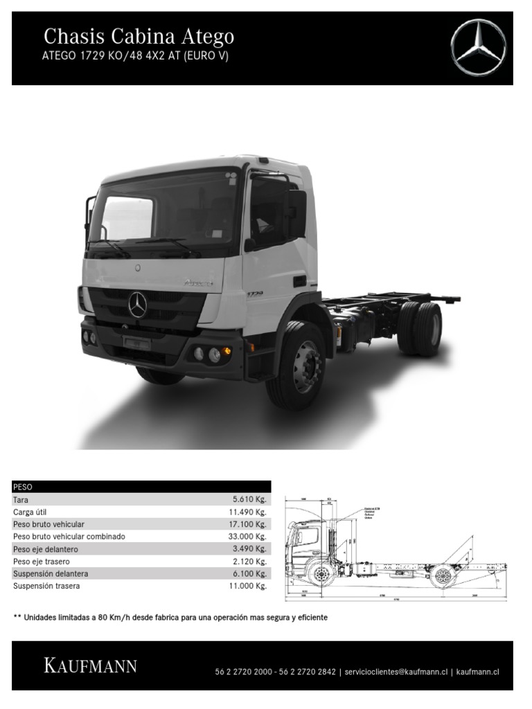 Ficha Atego 1729 Ko 48 4X2 at Euro V | PDF | Eje | Vehículo de motor