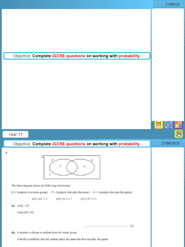 Year 11 - Probability IGCSE Questions | PDF | Mathematics | Algebra