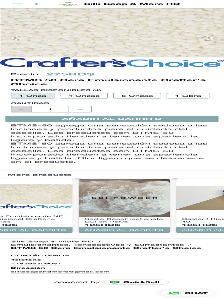 BTMS 50 Cera Emulsionante Crafter's Choice Silk Soap & More RD | PDF