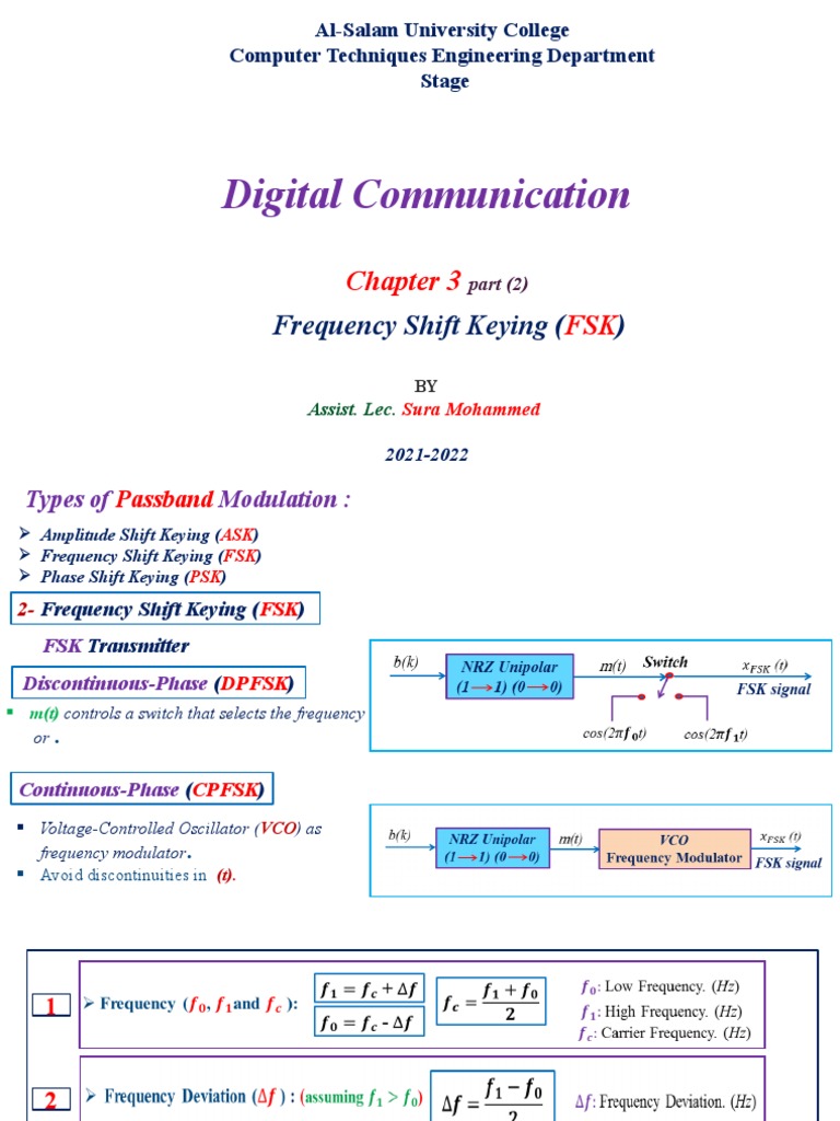 Chapter3FrequencyShiftKeyingFSKpart-2 - (Autosaved) | PDF | Modulation | Frequency Modulation