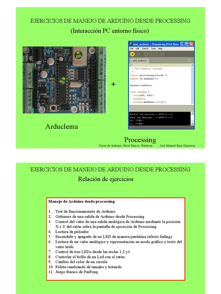 Ejercicios Arduinoprocessing Pdf Arduino Ingeniería Informática