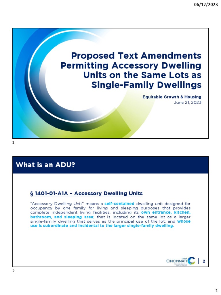 ADU Presentation in Committee | PDF | Housing