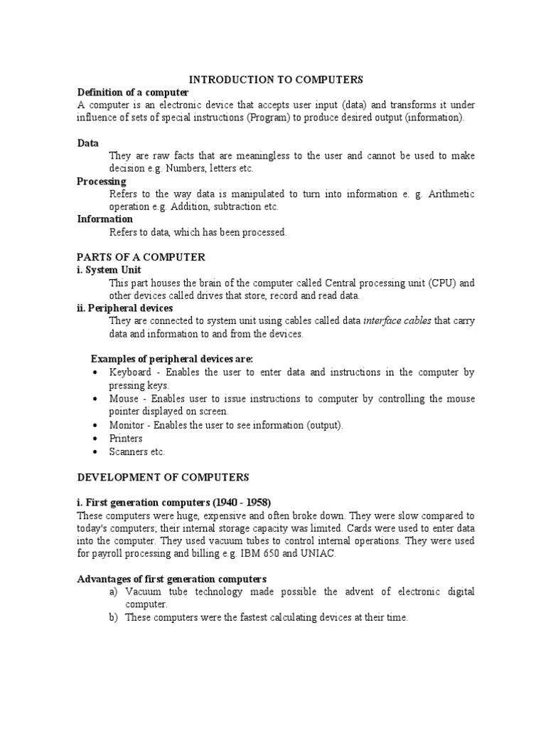 Introduction To Computers | PDF | Computer Keyboard | Cursor (User ...