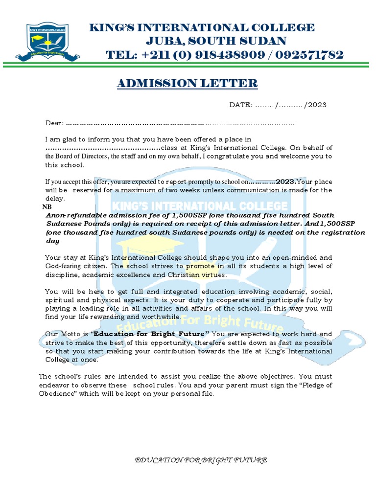 Kings Admission, 2023 | PDF