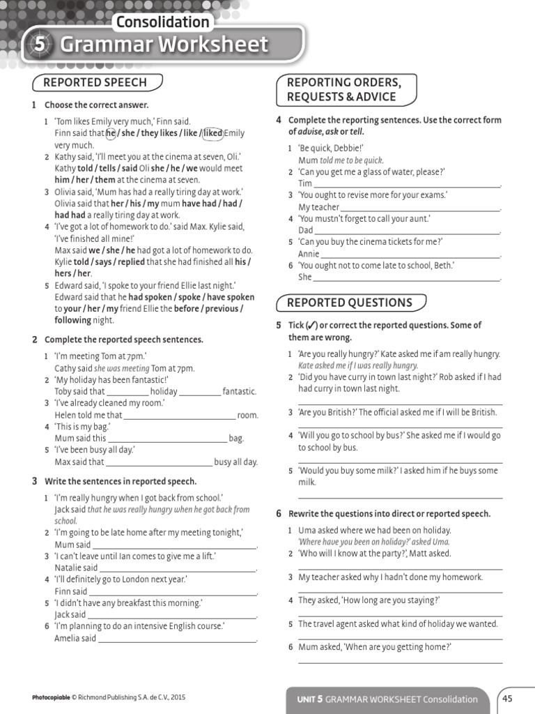 Achievers B1+ Grammar Worksheet Consolidation Unit 5 | PDF Achievers B1+ Grammar Worksheet Consolidation Unit 5 | PDF