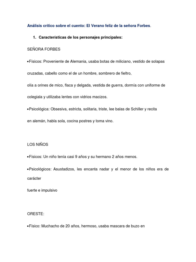 Análisis de "El verano feliz" | PDF