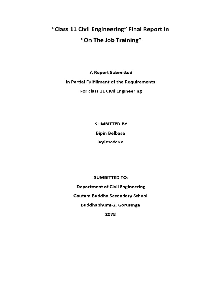 Class 11 Civil Engineering OJT Report | PDF