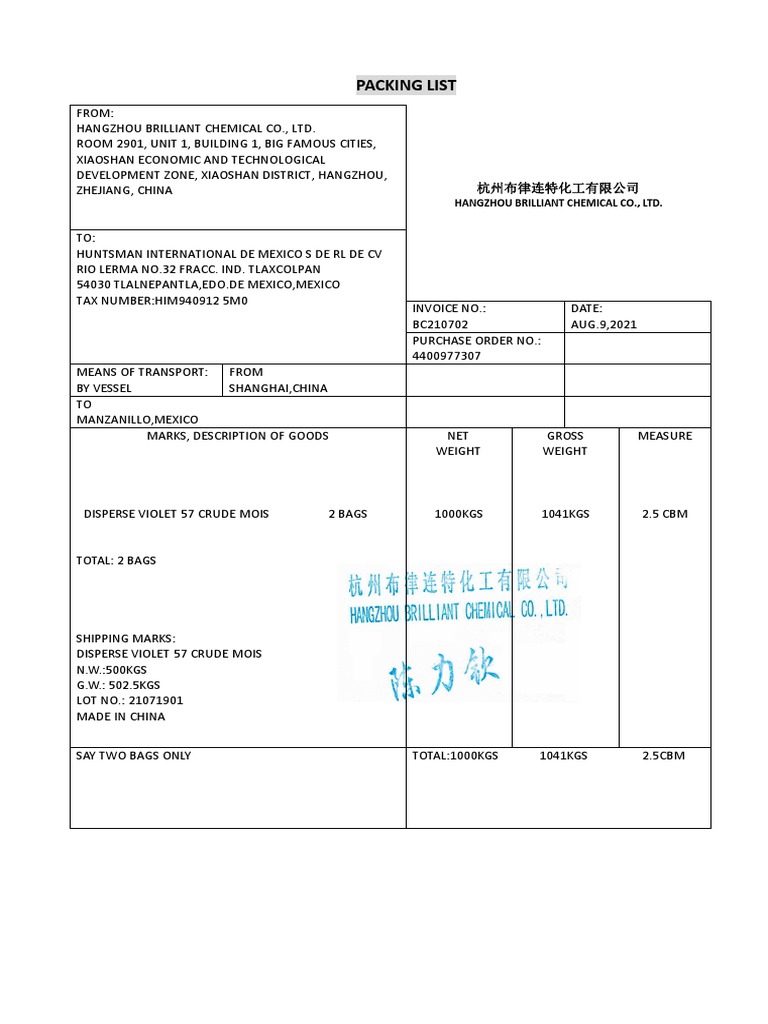 2 Packing List | PDF