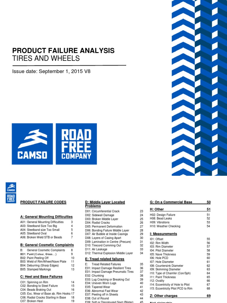 Product Failure Analysis Tires and Wheels Sept 2015 Camso V8 | PDF ...