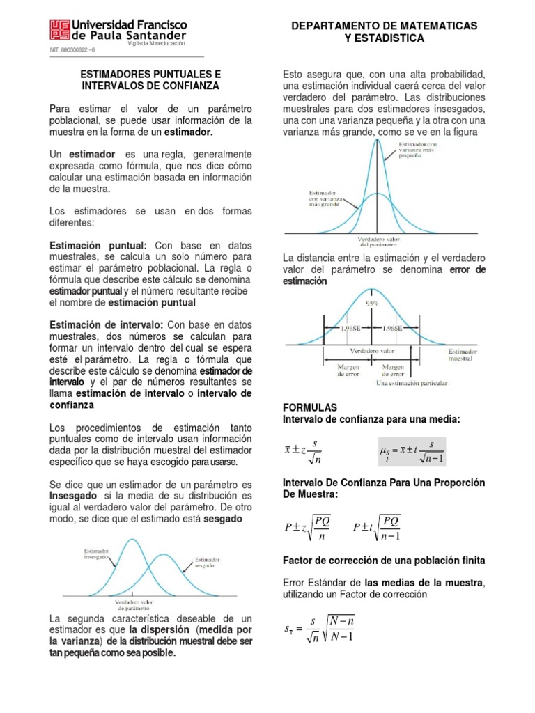 Estimadores Puntuales e Intervalos de Confianza | PDF | Estimador | Inferencia