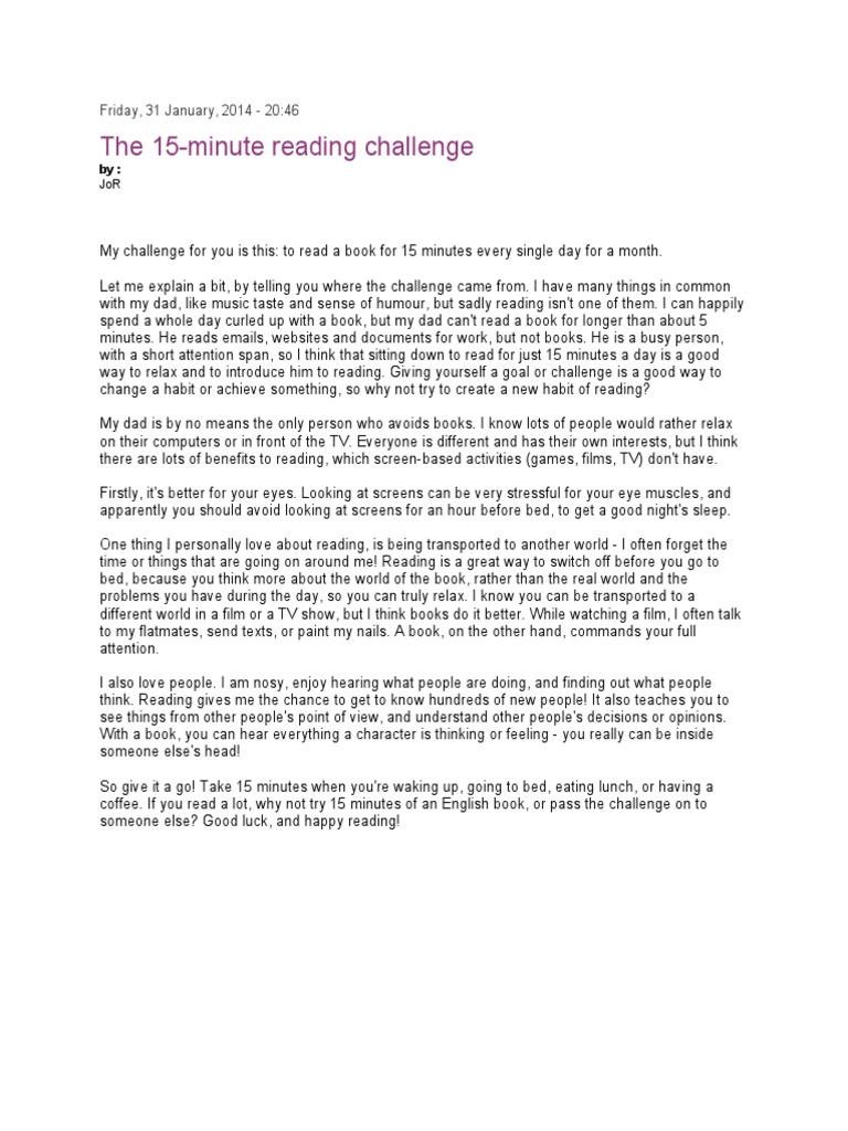The 15-minute reading challenge | PDF