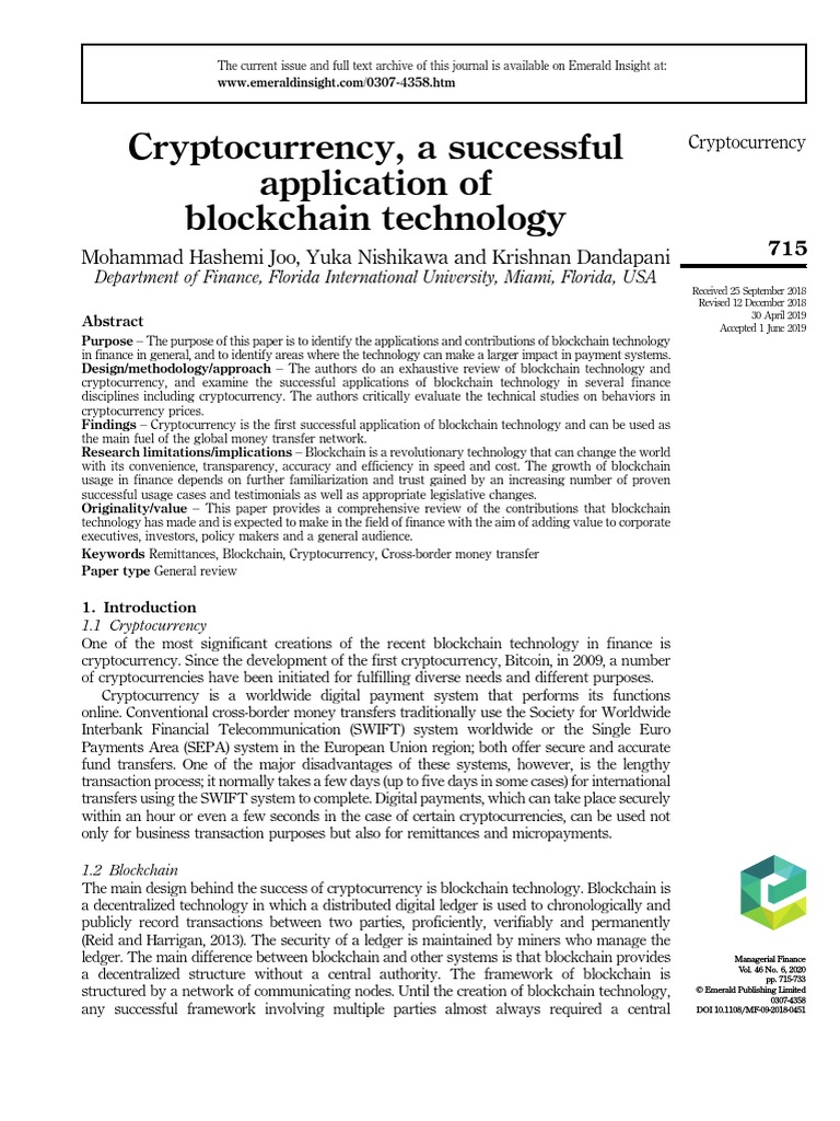 Crypto A Succesfull Application of Blockchain | PDF | Cryptocurrency ...
