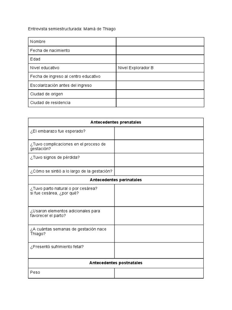 Entrevista Semi Estructurada | PDF
