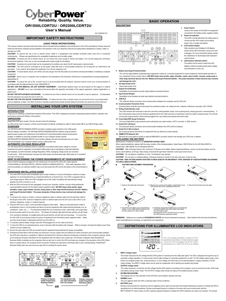 CyberPower UPS User Manual Guide | PDF | Ac Power Plugs And Sockets ...