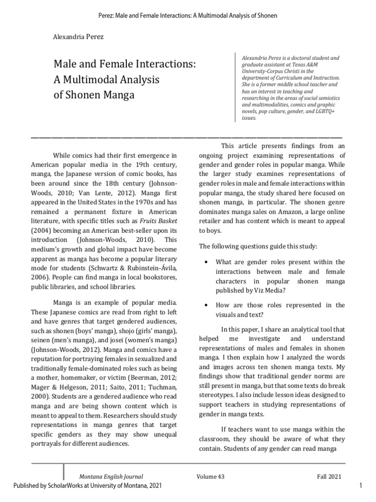 Male and Female Interactions - A Multimodal Analysis of Shonen | PDF ...