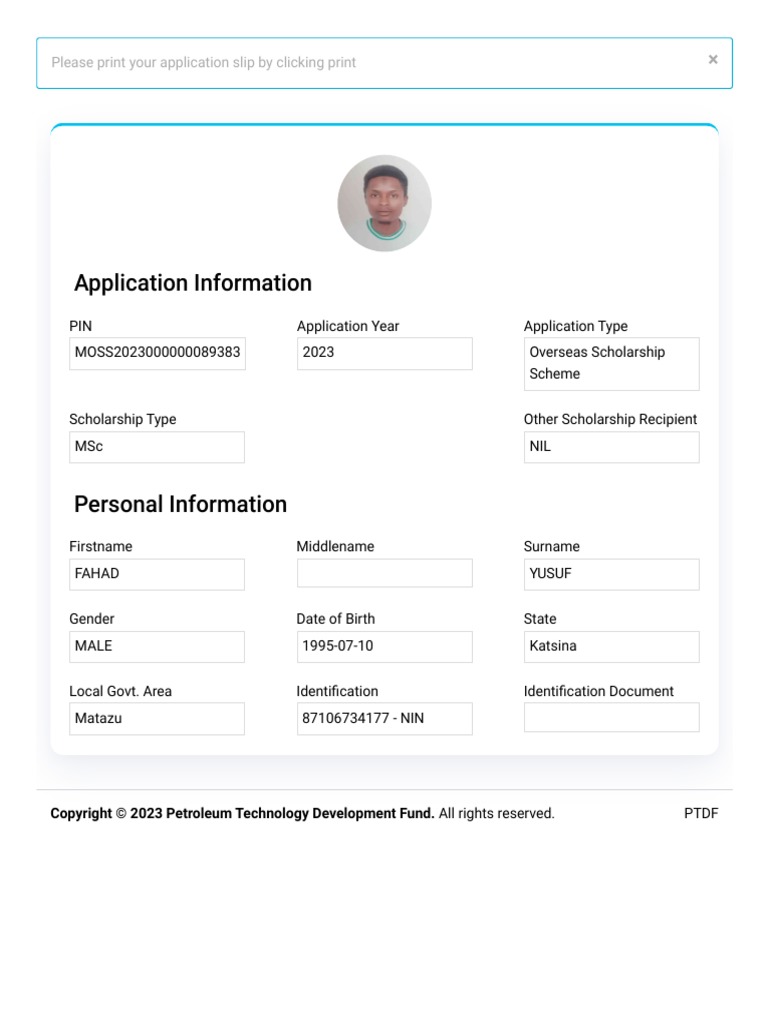 2023 Overseas MSc Scholarship Application | PDF