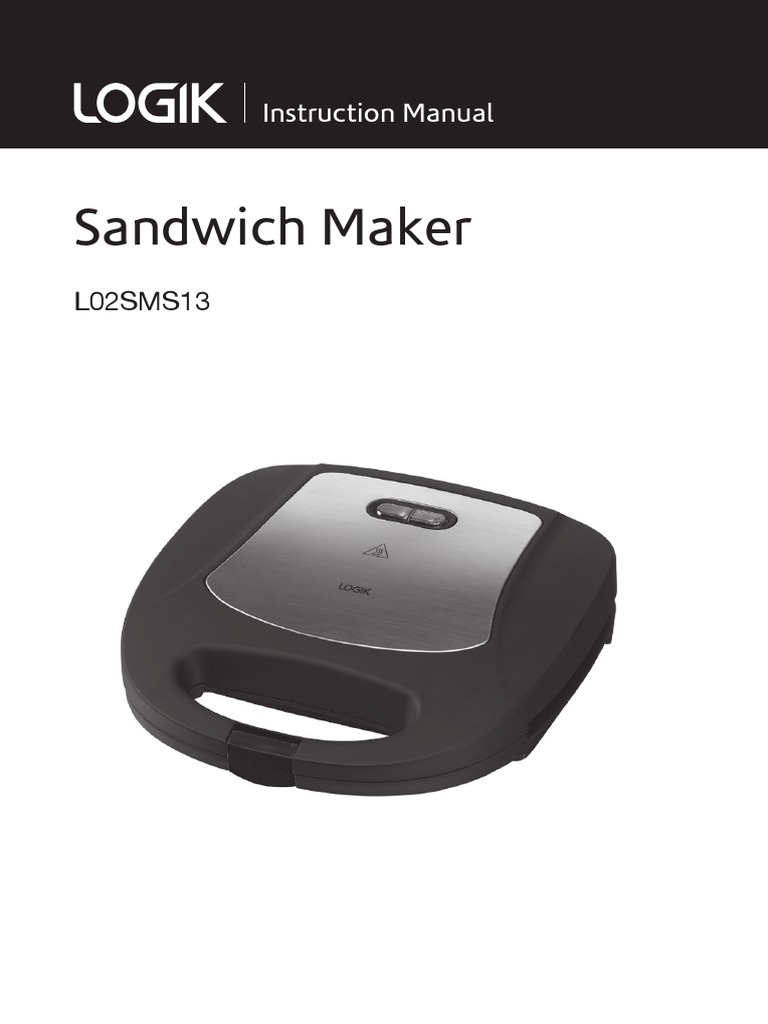 LOGIK 2 SLICE SANDWICH MAKER L02SMS13 Manual | PDF | Waste | Sandwich