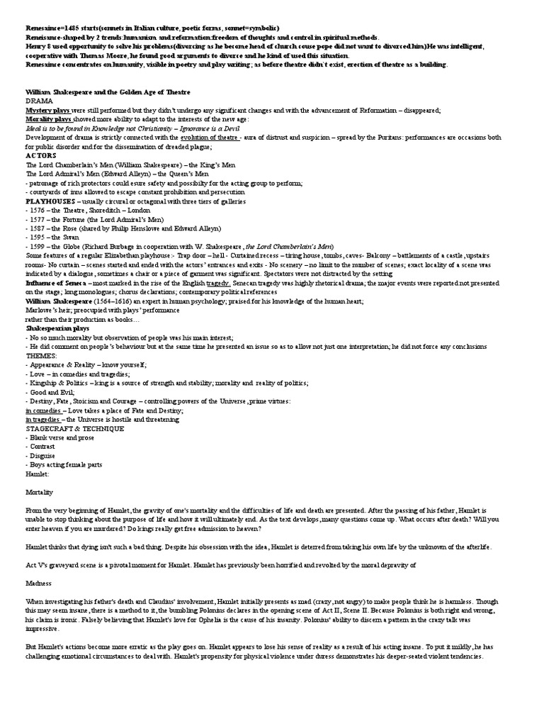 William Shakespeare and The Golden Age of Theatre | PDF | Hamlet | Poetry