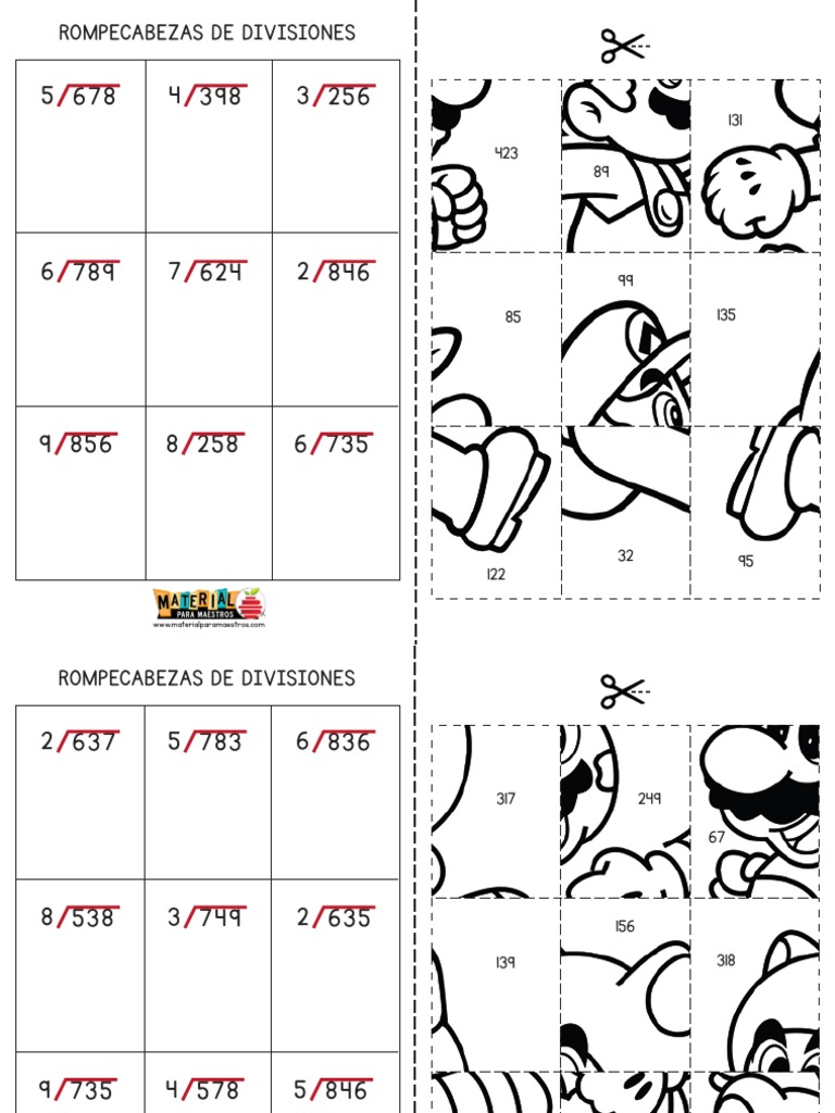 Rompecabezas De Divisiones Para Imprimir Pdf