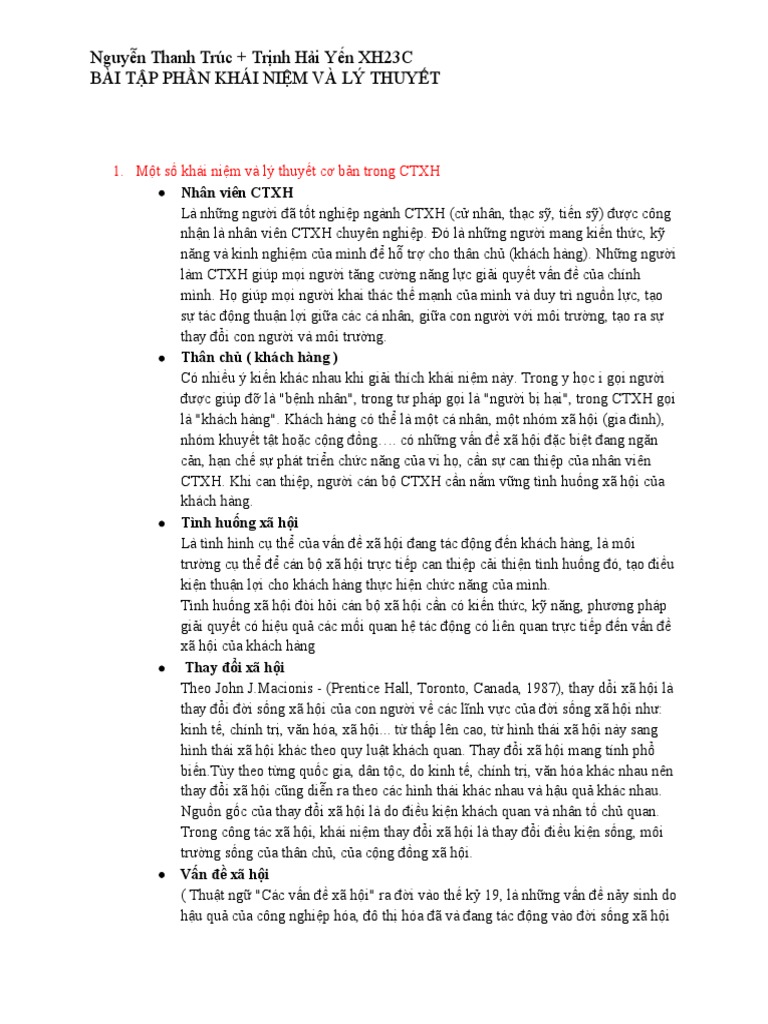 Một số khái niệm và lý thuyết cơ bản trong CTXH | PDF