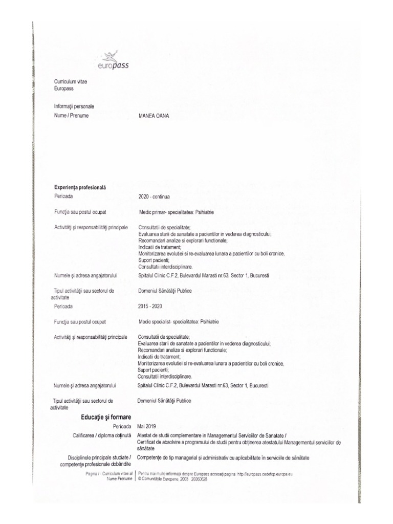 CV Oana Manea | PDF