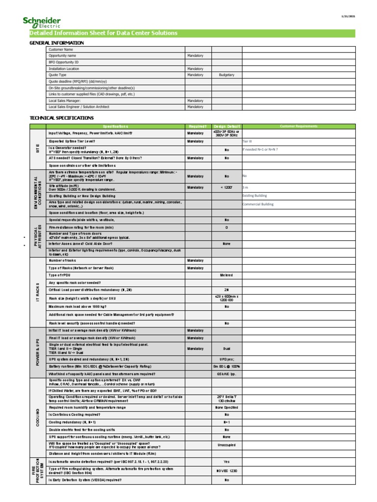 DC Questionnaire | PDF | Data Center | Electrical Engineering