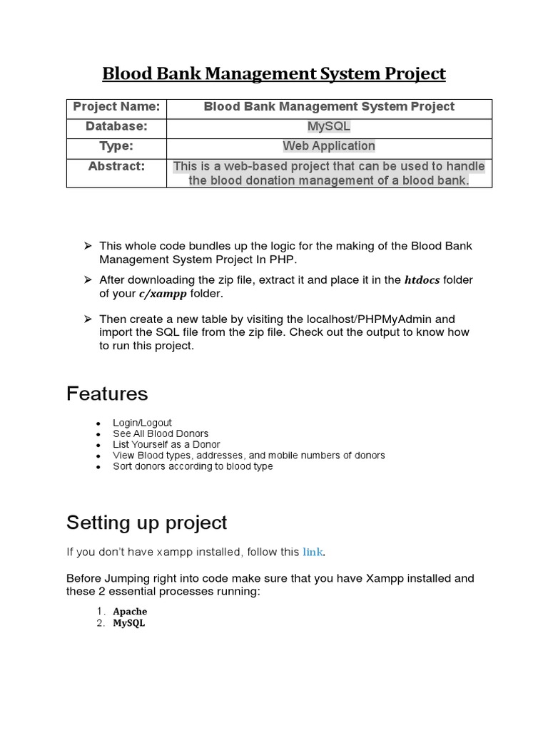 Blood Bank Management System Project | PDF | Databases | Php