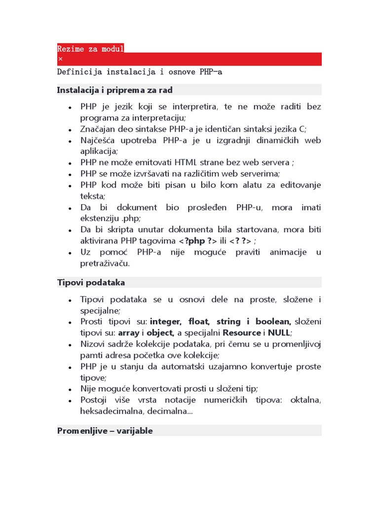 Rezime Za PHP | PDF