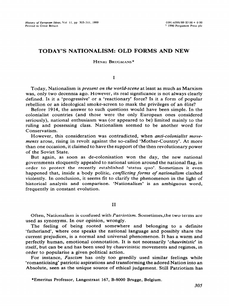 Today's Nationalism - Old Forms and New | PDF | Nationalism | Flanders