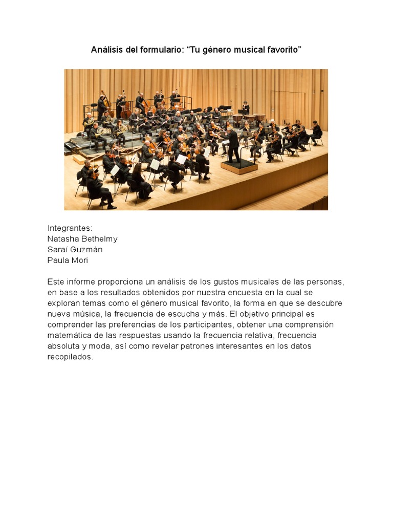Análisis Del Formulario - "Tu Género Musical Favorito" | PDF | Las ...